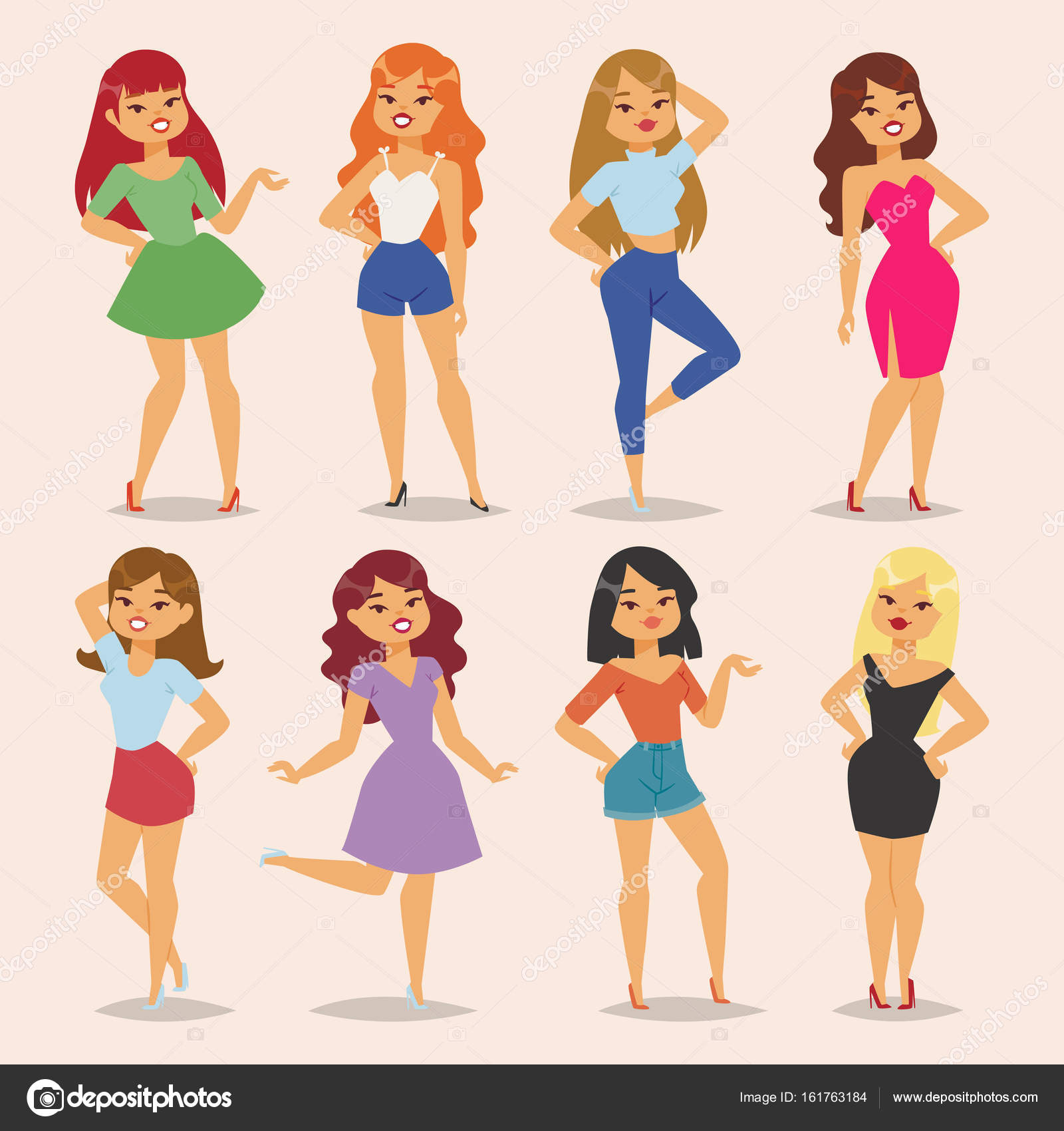 Personajes De Dibujos Animados De Damas Juego De Personajes De Dibujos