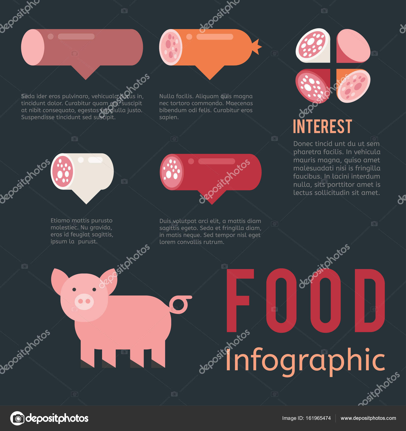 Meat production infographic vector illustration farming agriculture ...
