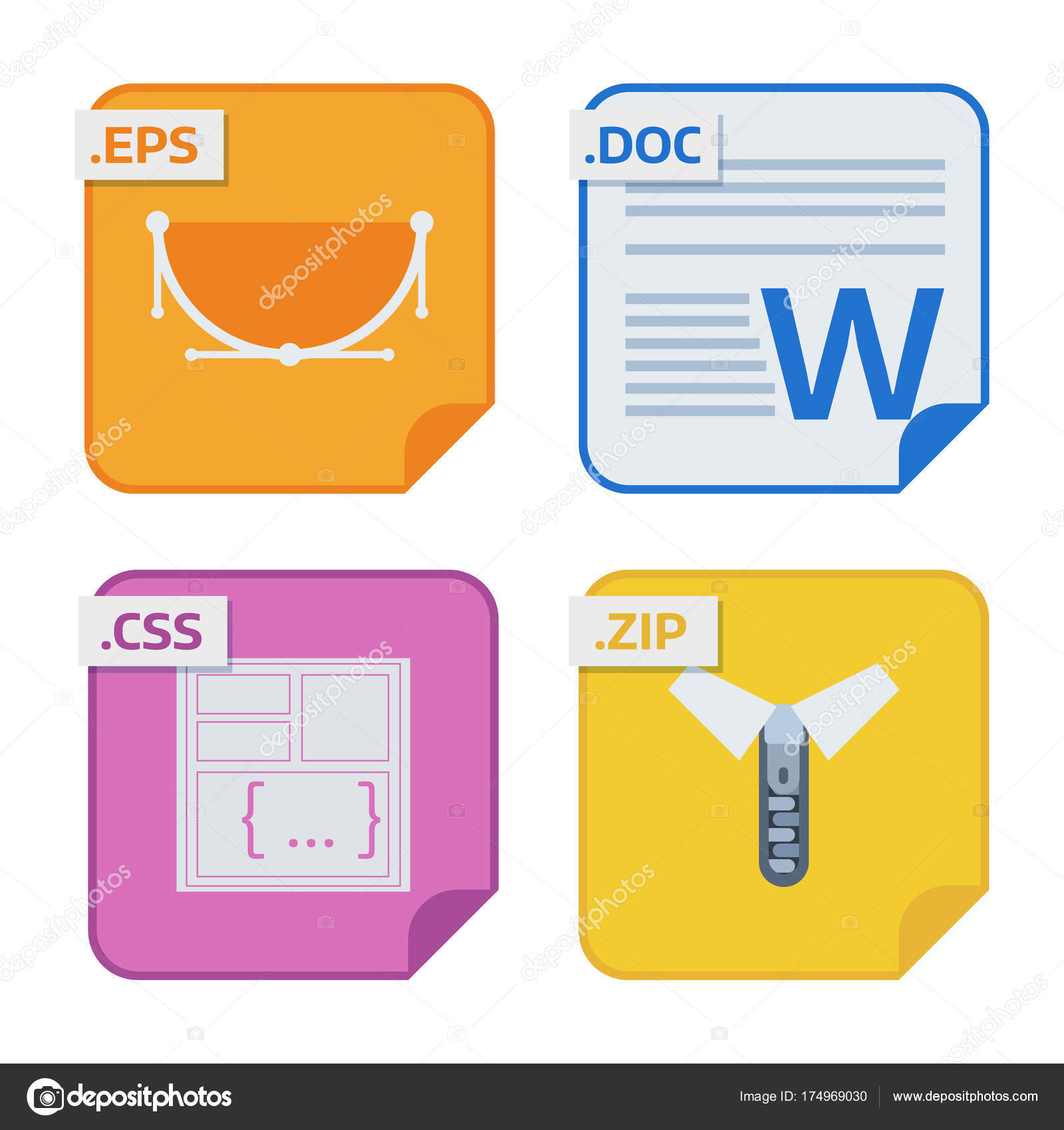 Tipos e formatos de arquivo rótulos ícone apresentação documento ...