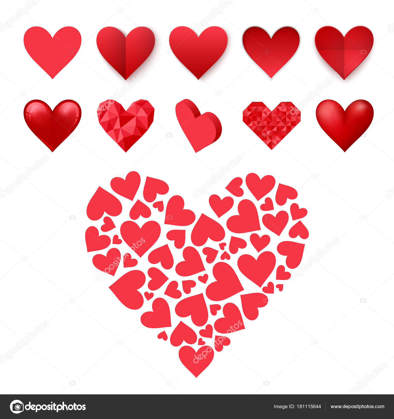 Red heart sharp vector pink color card beautiful celebrate bright ...