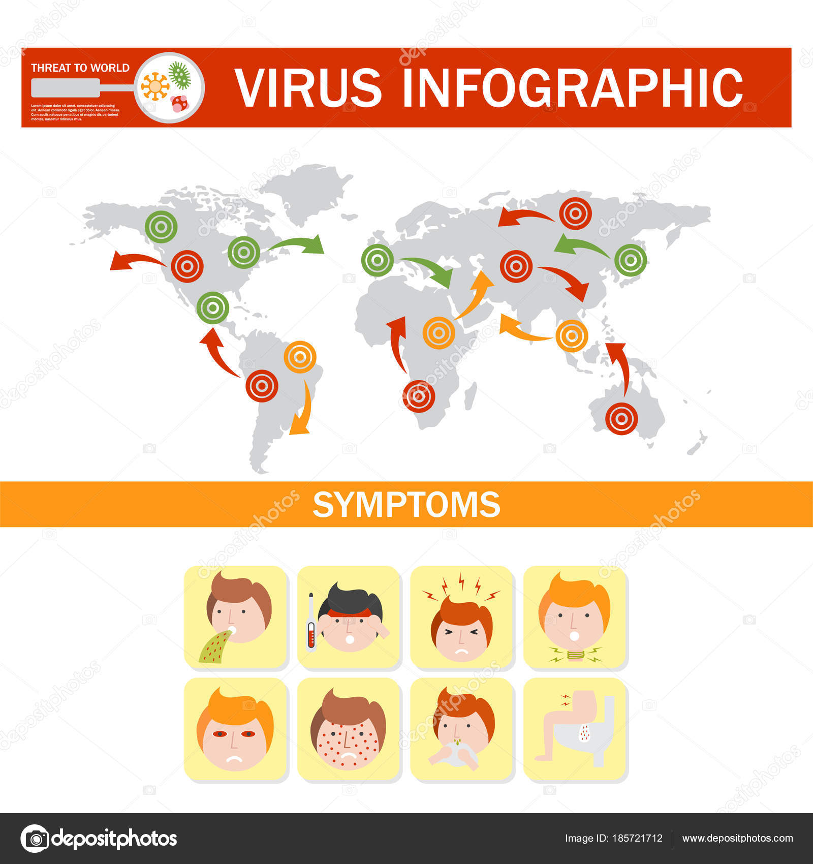 Virus medical disease fever infographic prevention human protection ...