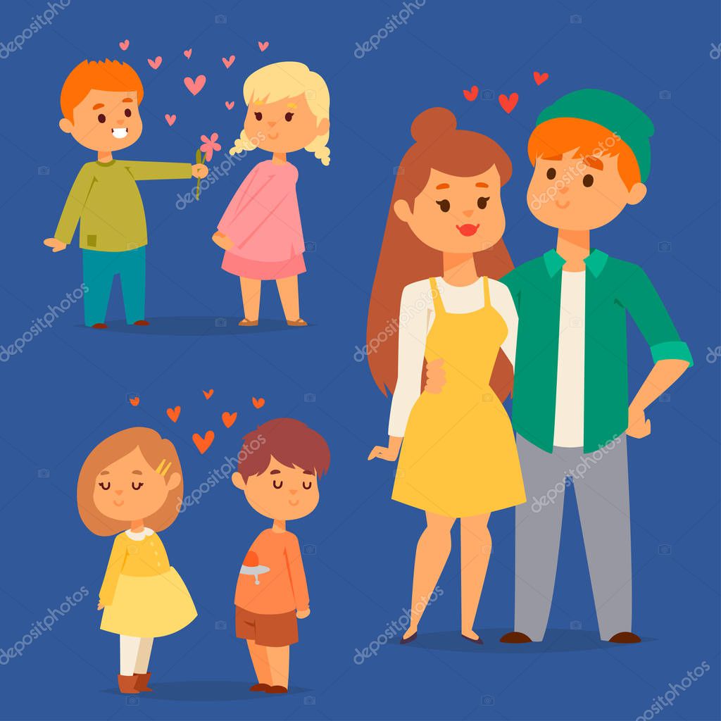 Pareja en el amor vector caracteres juntos feliz sonriendo gente ...