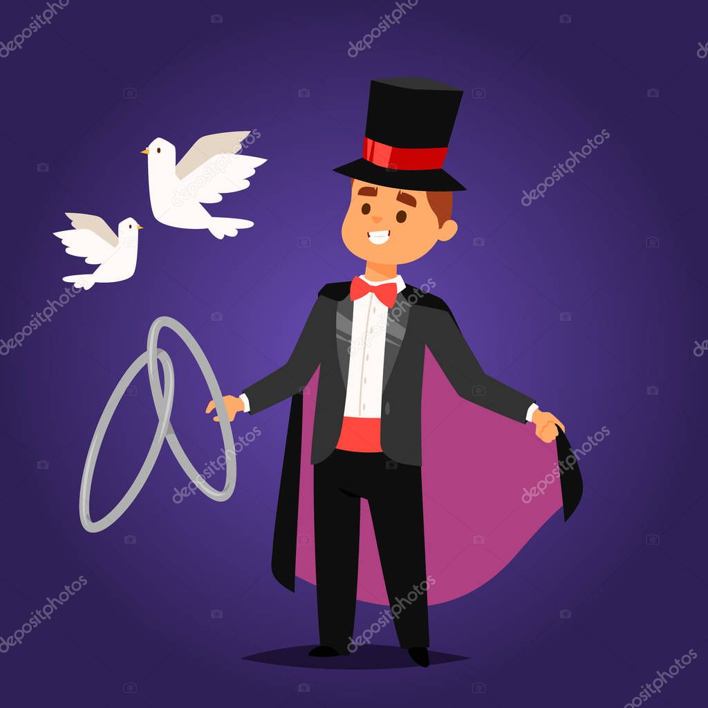 Magician prestidigitator illusionist vector character tricks ... Magician prestidigitator illusionist vector character tricks ...