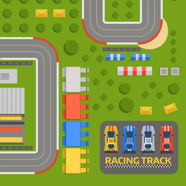 Race car sport track curve road vector. Top view of car sport ...