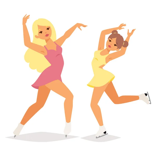 Figure ice skater vector cartoon trick figure women beauty sport girls ...