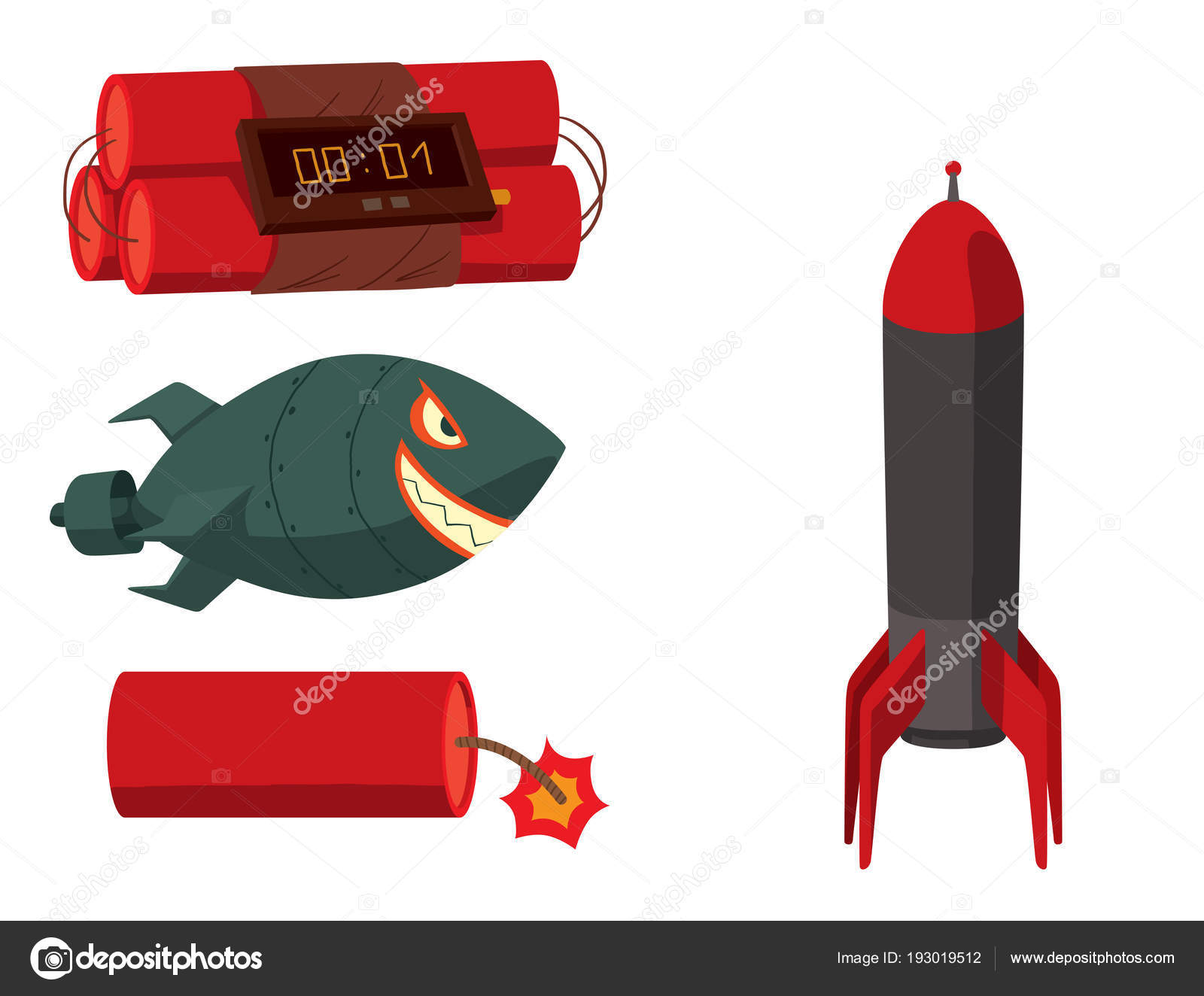 Bomb dynamite fuse vector illustration grenade attack power ball ...