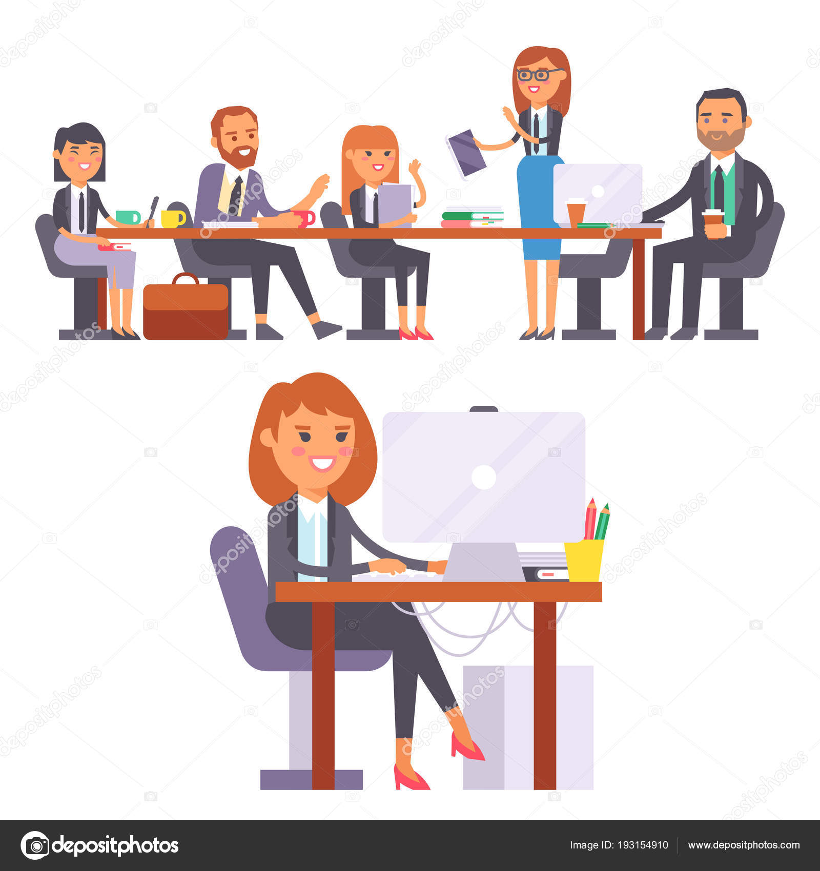 People Working On Laptop Clipart