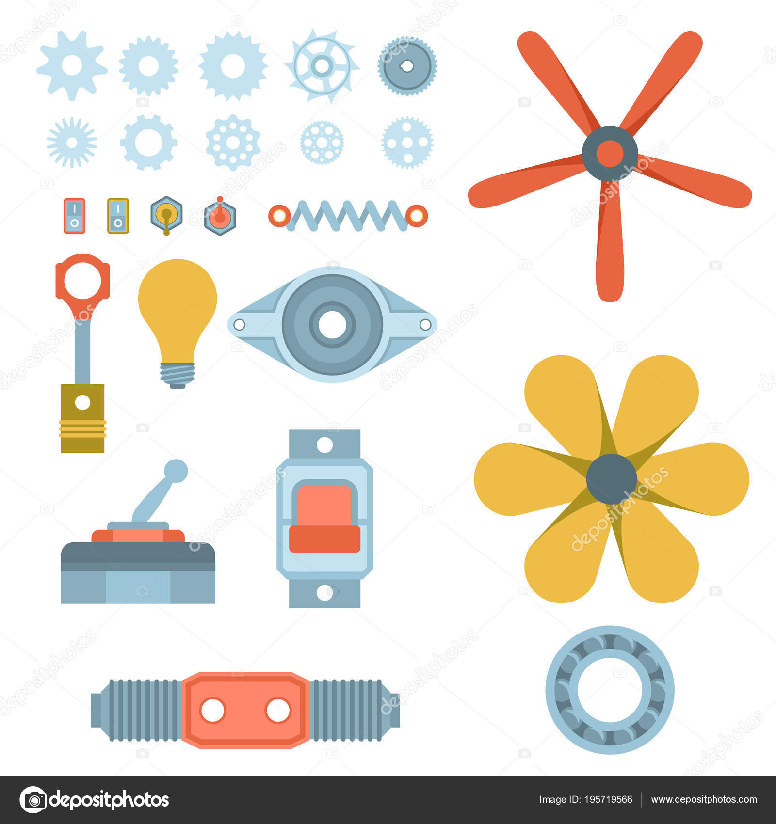 Machine parts different mechanism vector mechanical manufacturing work ...