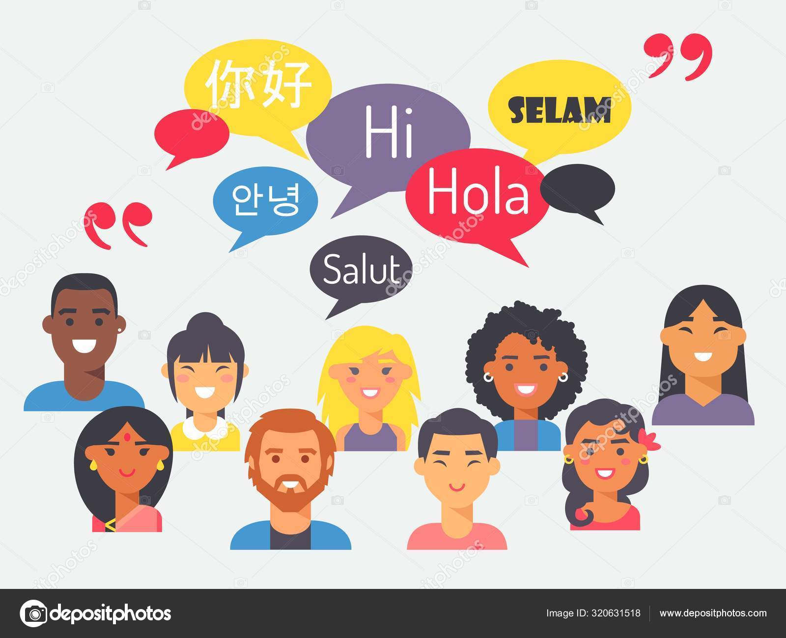 People speak different languages, vector illustration. Flat style ...