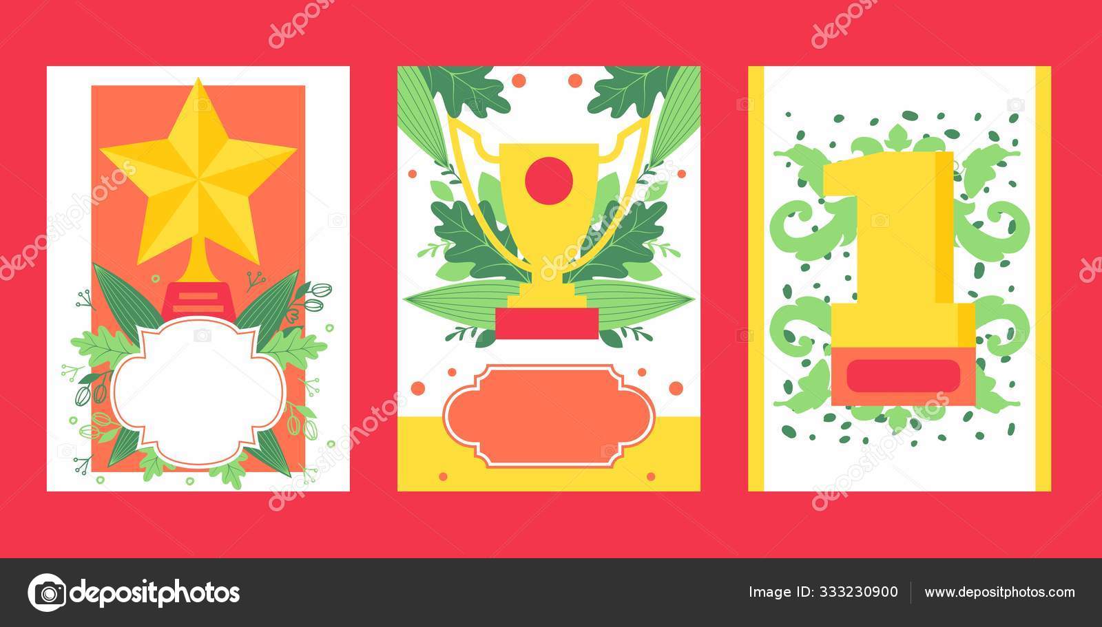Winner award certificate template, vector illustration. Set of banners ...