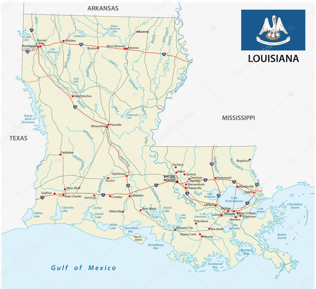 highway map of louisiana