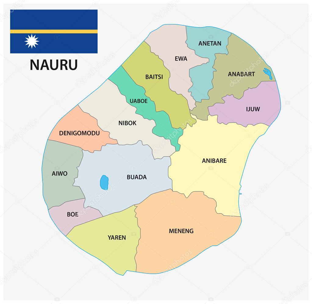 Mapa administrativo y político de Nauru con bandera Vector de Stock de ...