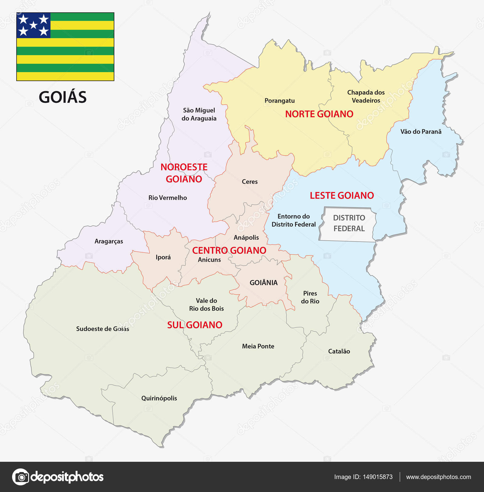 Goias administrative and political map with flag Stock Vector Image by ...