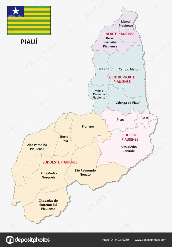 Mapa administrativo y político piaui con bandera Vector de stock por ...