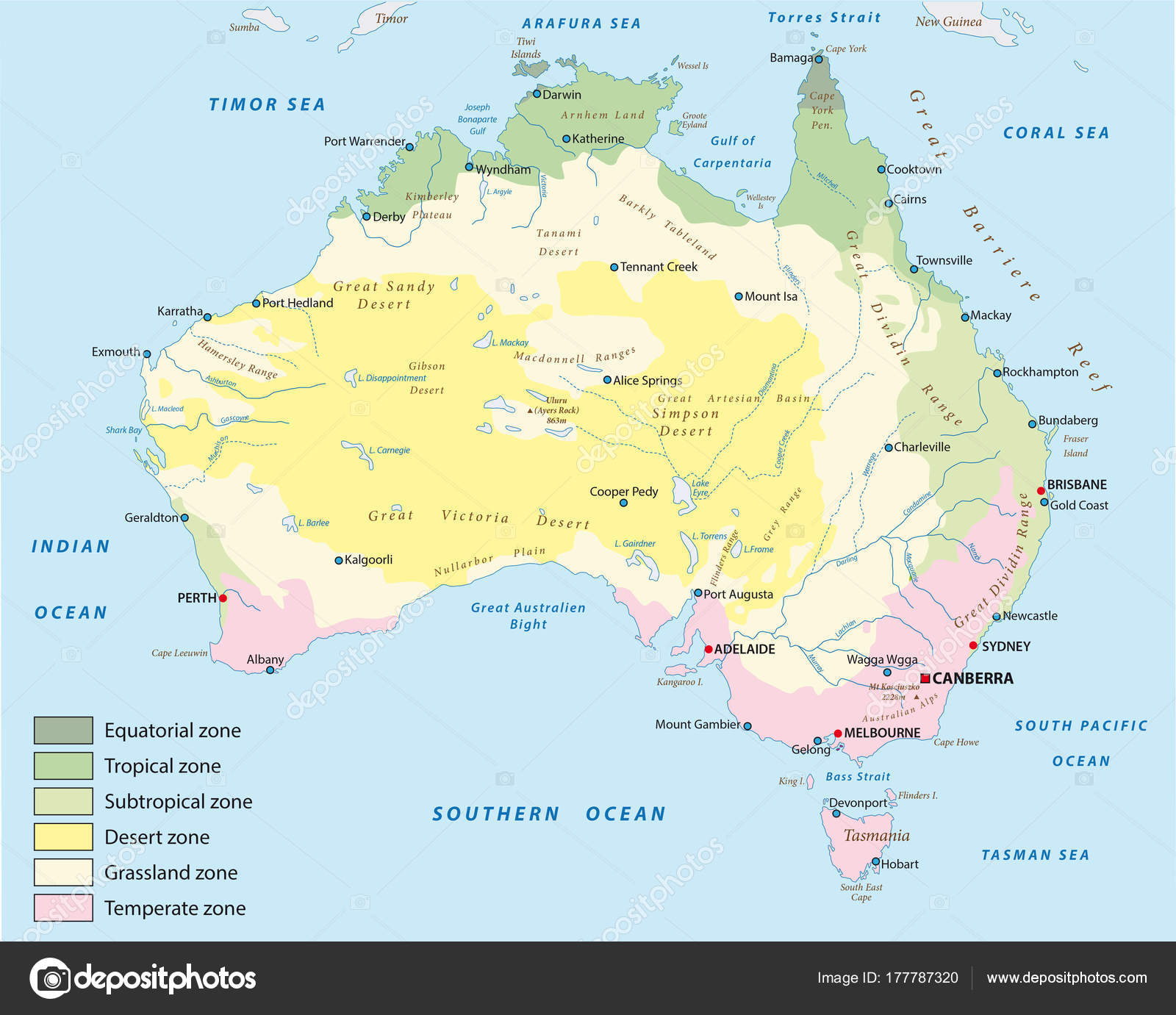 Climate Zone Vector Map Australia Stock Vector Image by ©Lesniewski ...