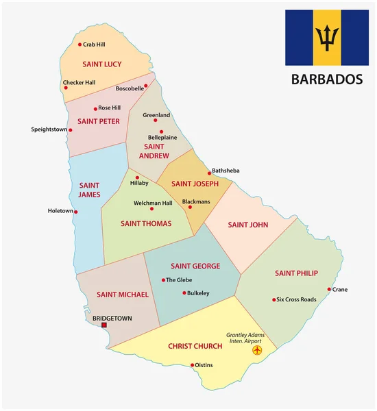 Barbados administrative and political map with flag Stock Vector Image ...