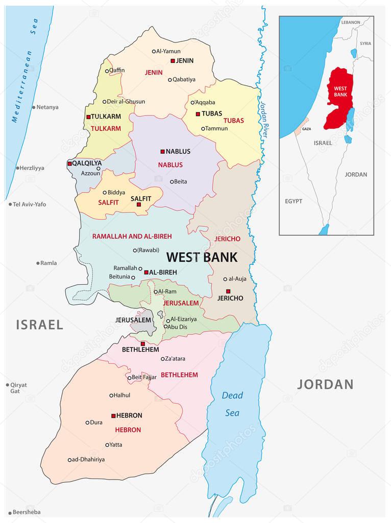 West Bank Administrative Political Vector Map — Stock Vector ...