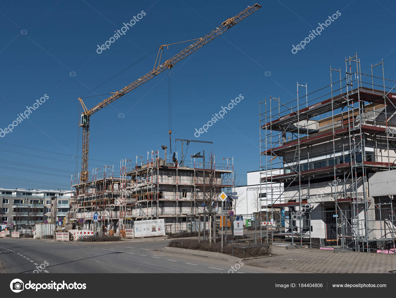 Frankfurt Germany February 2018 Construction Site Several Residential ...