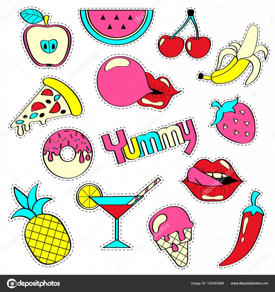 Girlish Patch Badges With Banana Strawberry Watermelon Ice Cream