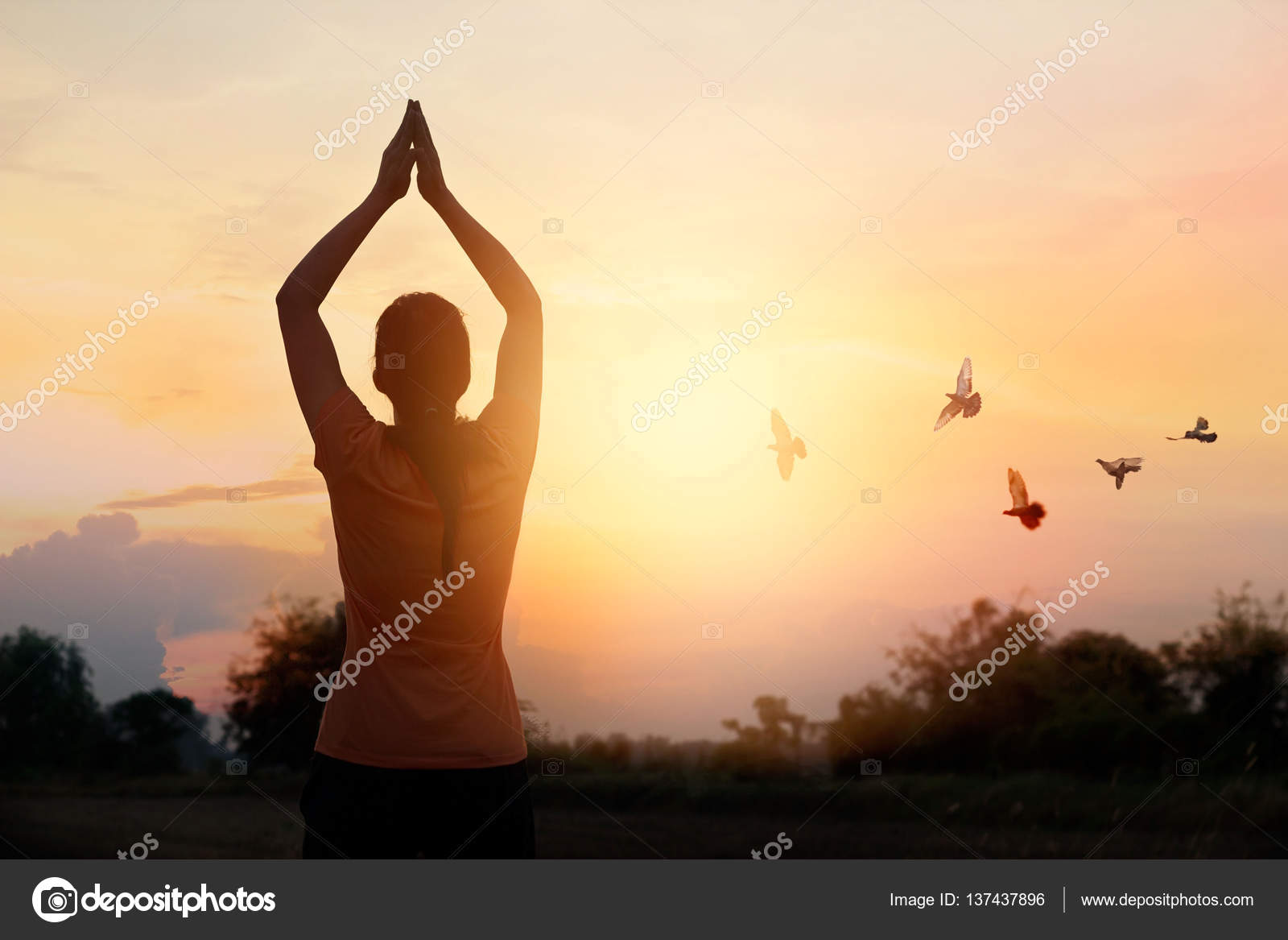 Respect and pray on nature background Stock Photo by ©ipopba 137437896
