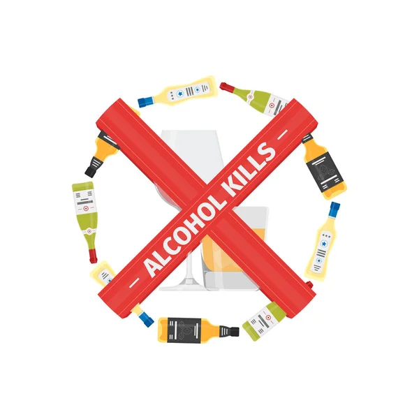 Vector flat stop drinking icon of alcohol bottles Stock Vector Image by ...