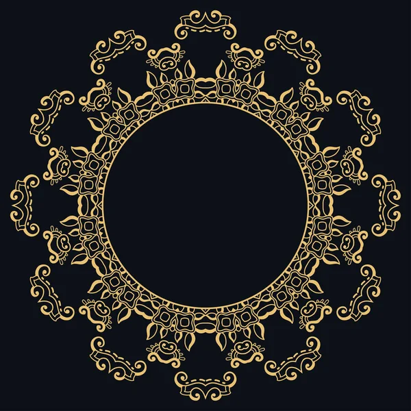Decorative golden outline doodle floral frame border template — Stock ...