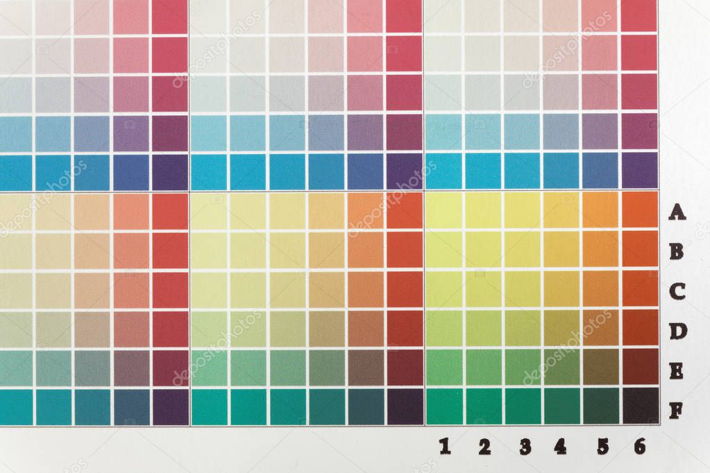 Very colorful test sheet printed with inkjet technique — Stock Photo ...