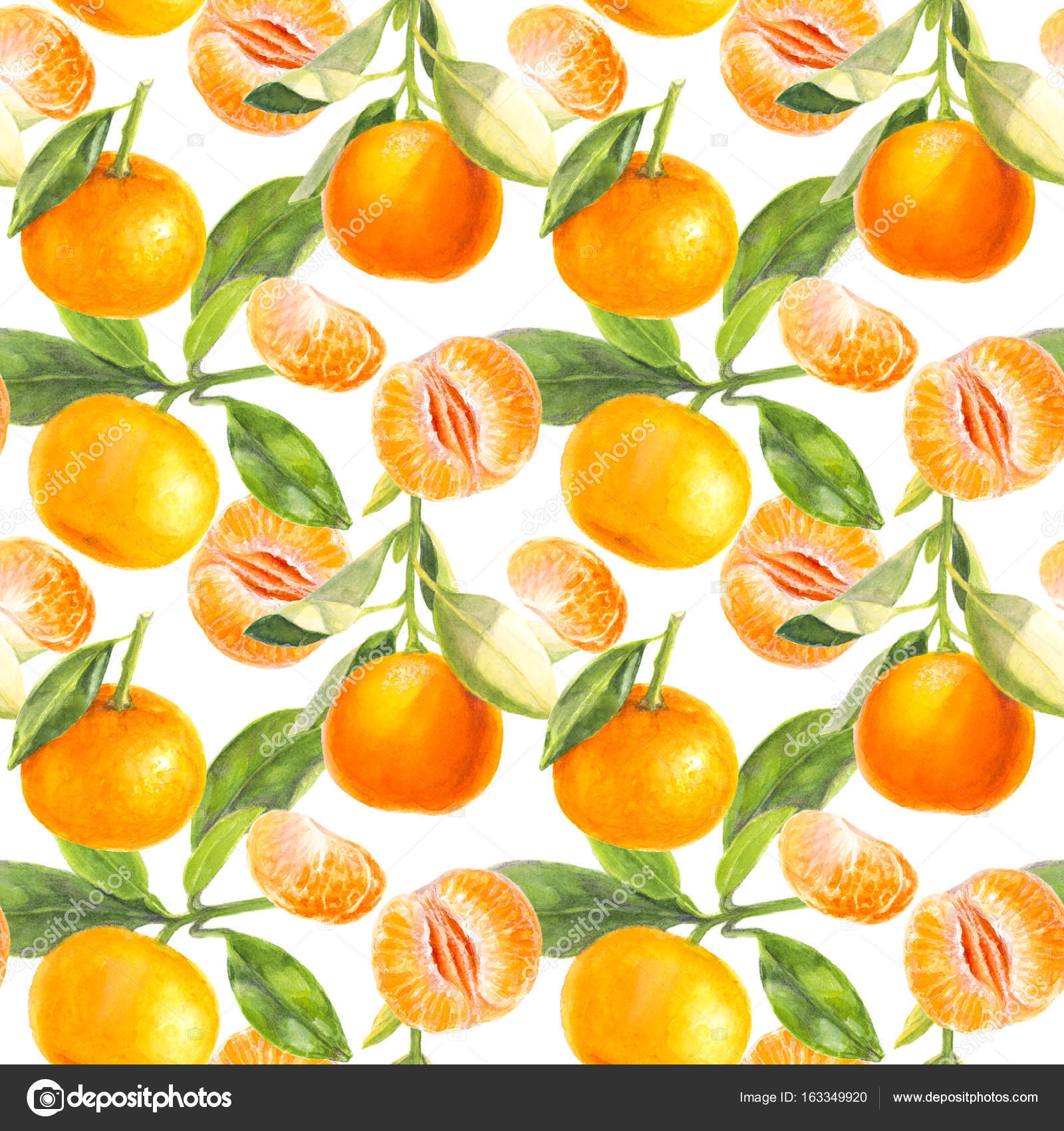 Mandarin seamless pattern — Stock Photo © Diidik #163349920