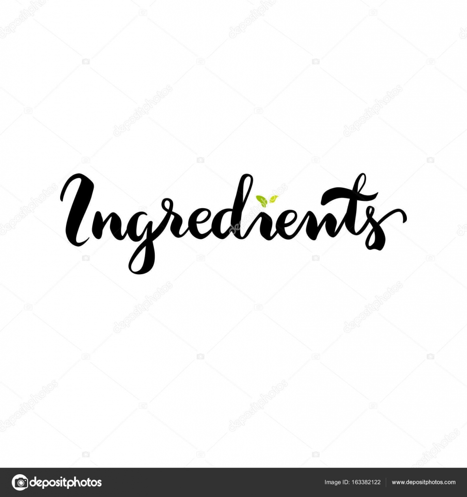 Ingredients hand drawn lettering — Stock Vector © Diidik #163382122