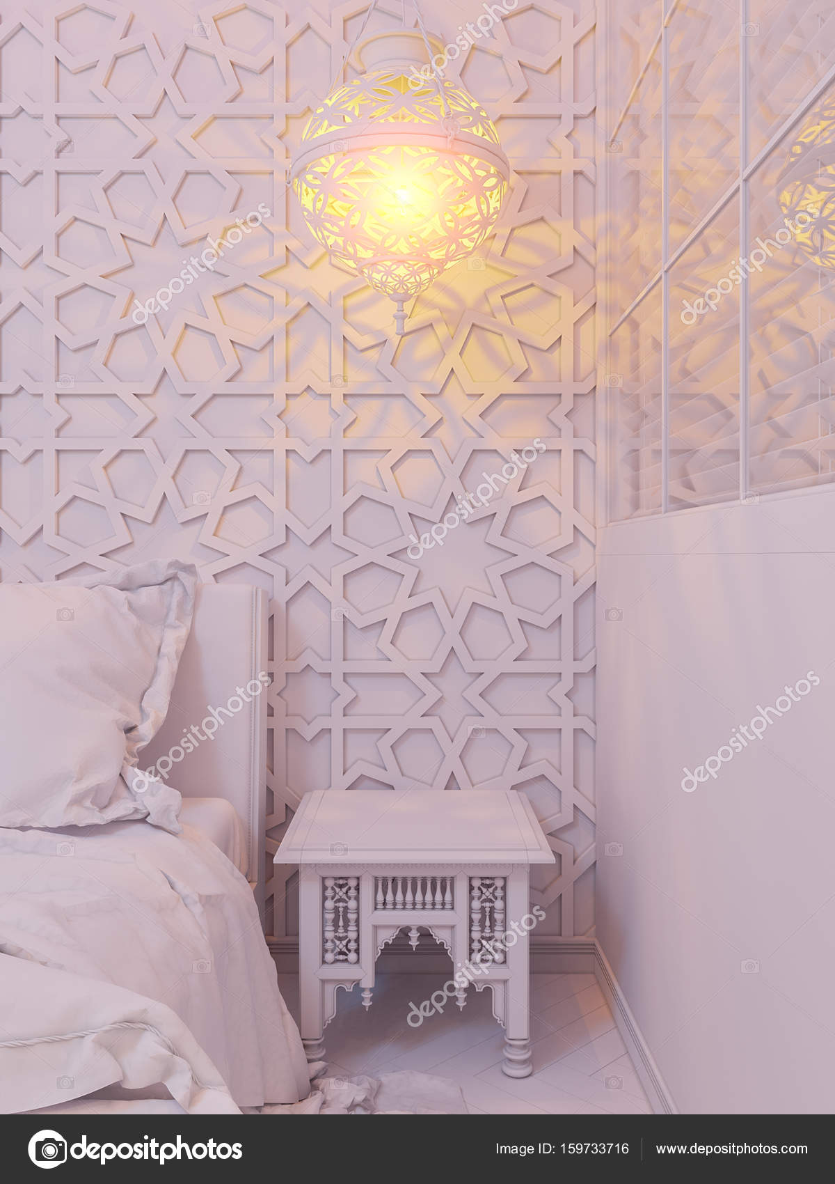 3d render bedroom Islamic style interior design Stock Photo by ...