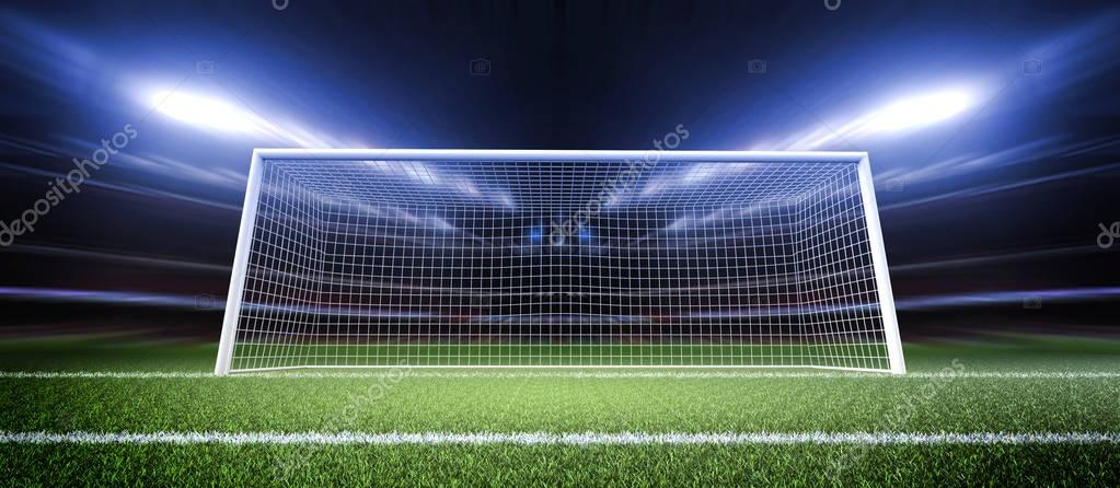 Goal Post Imaginary Soccer Stadium Modelled Rendered — Stock Photo ...