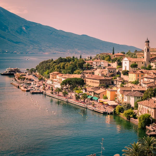 Panorama of Limone sul Garda, lake Garda, Italy. — Stock Photo ...