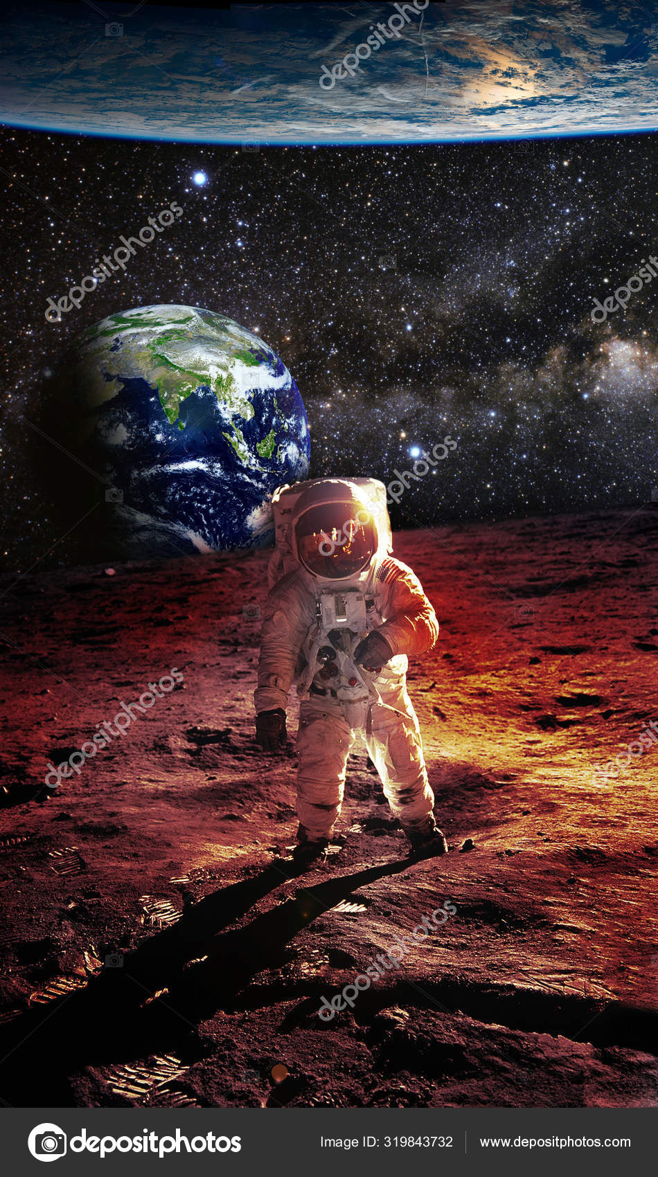 Universe Galaxy Planets Astronaut Walking