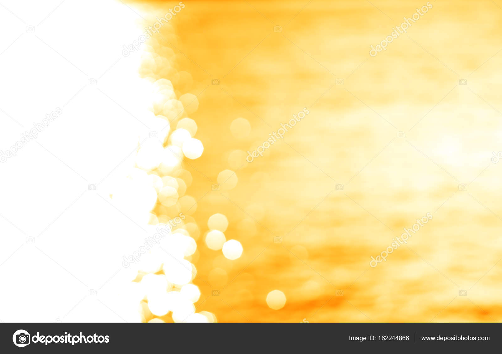 Left aligned glowing sun path yellow ocean with light leak backg Stock ...