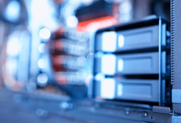 Horizontal data storage array bokeh background - Stock Image - Everypixel