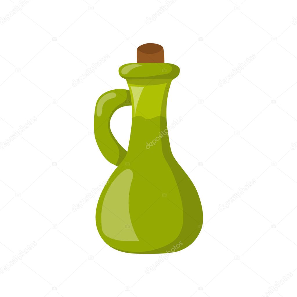 Vector de dibujos animados botella de aceite de oliva verde 2022