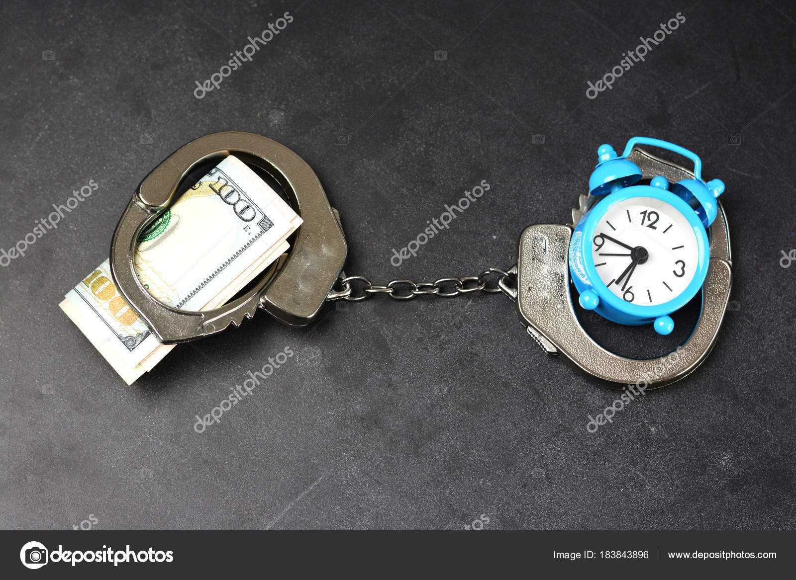 Handcuffs Money Alarm Clock Dark Background Bail Concept Stock Photo by ...