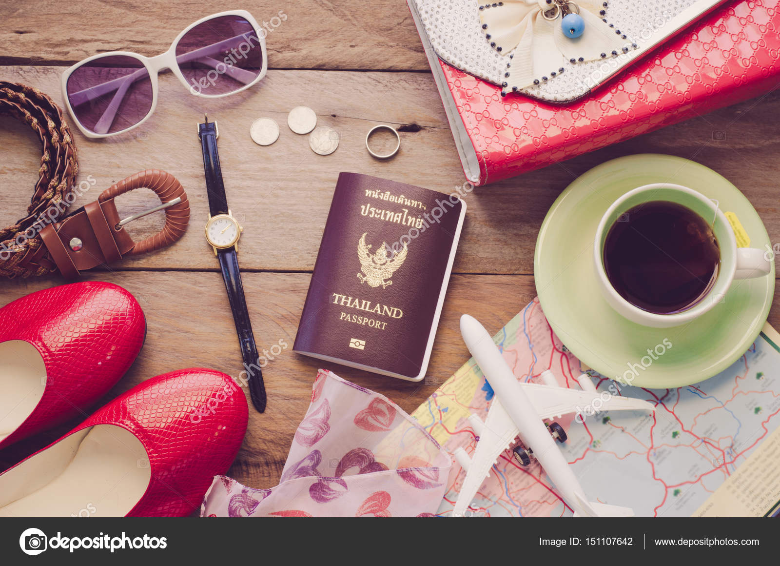 Tourism planning and equipment needed for the trip. Stock Photo by ...