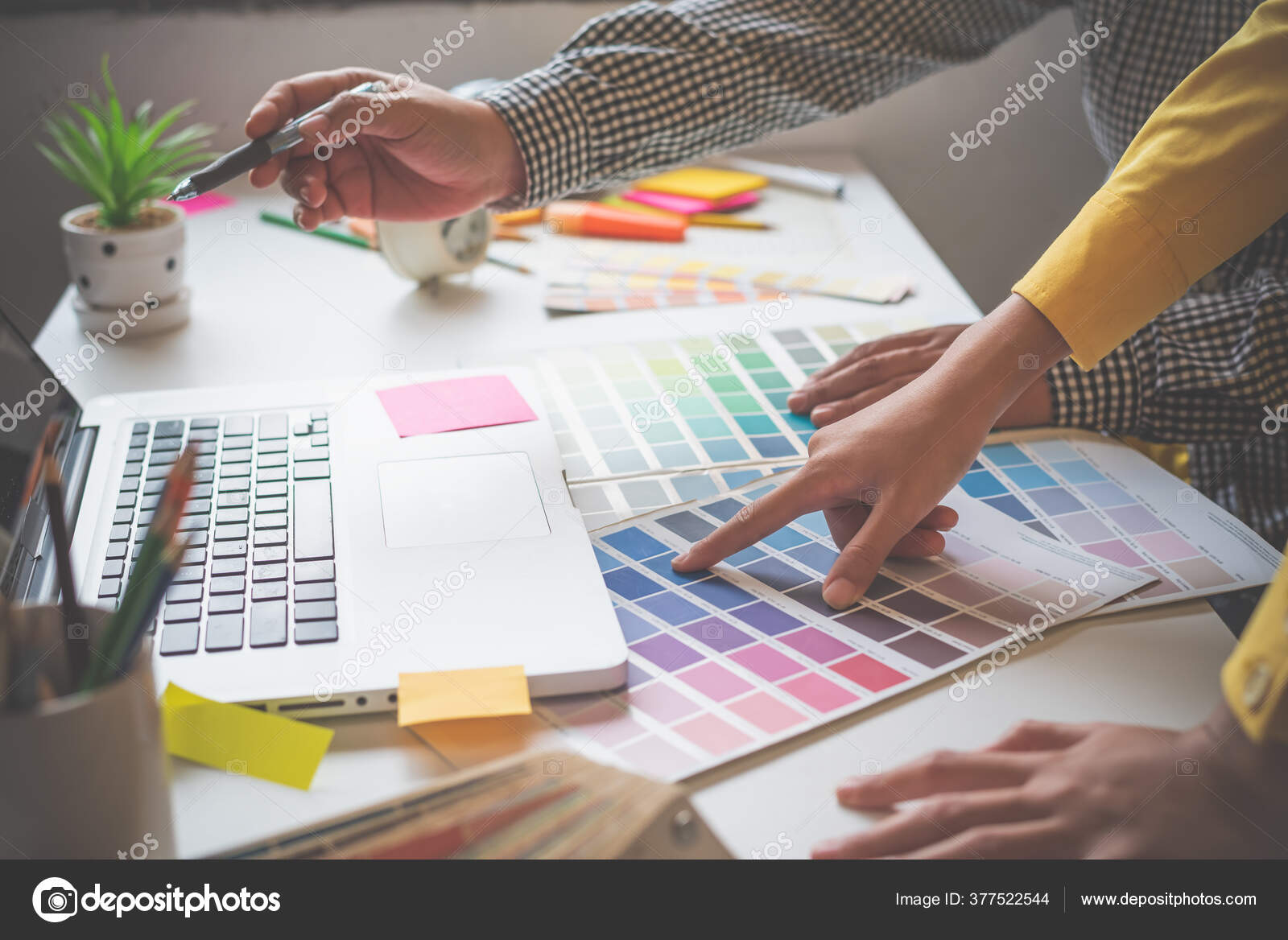 Graphic Designer Creative Team Currently Working Design Color Selection ...