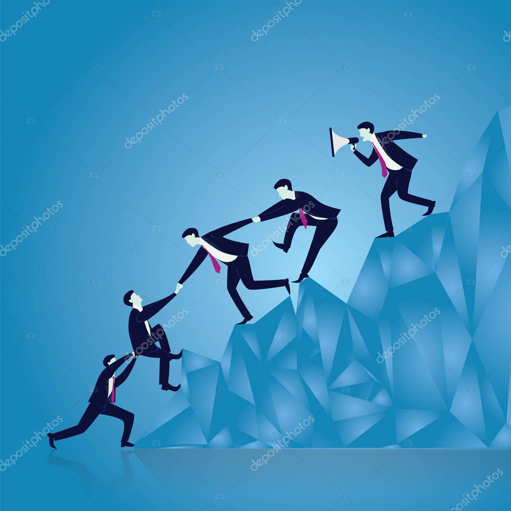 Trabajo en equipo empresarial para alcanzar el éxito juntos 2023