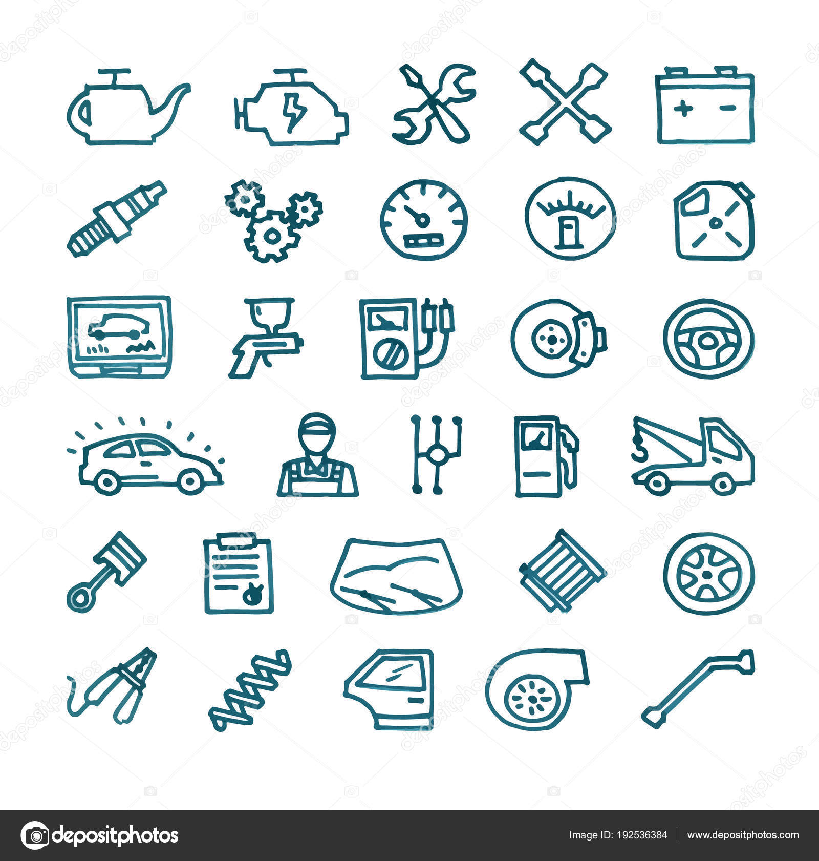 Car Service Hand Drawn Icons Set — Stock Vector © Irinapict 192536384