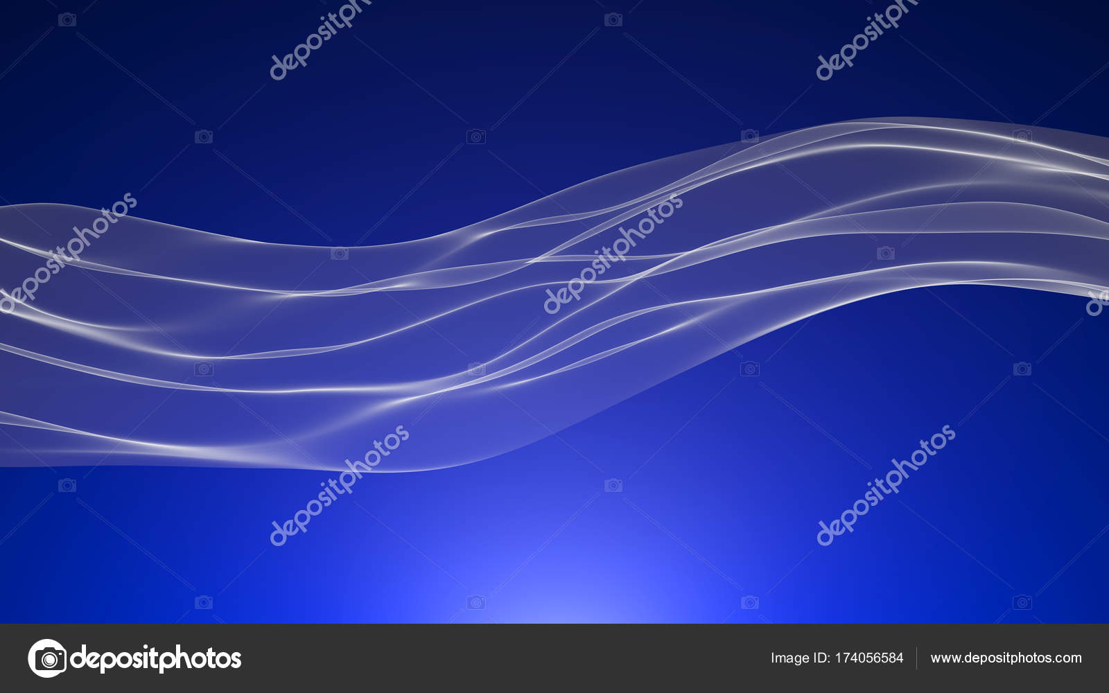 Abstract white wave in the slow motion on the blue background — Stock ...