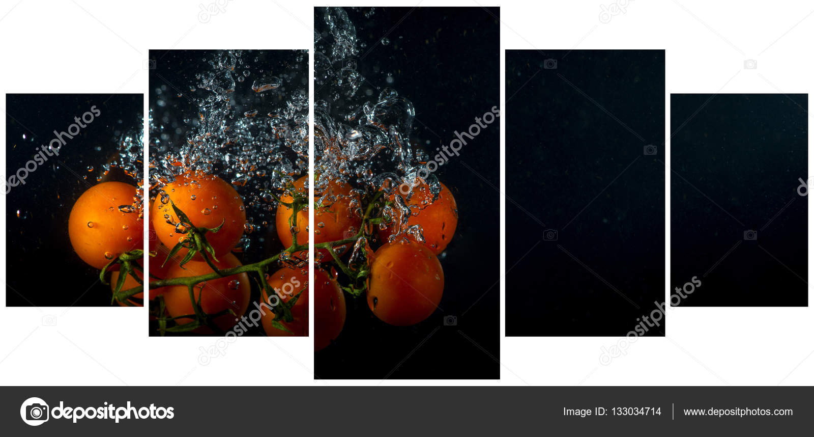 Separate frames of one photo with tomato cherry — Stock Photo © tutye ...