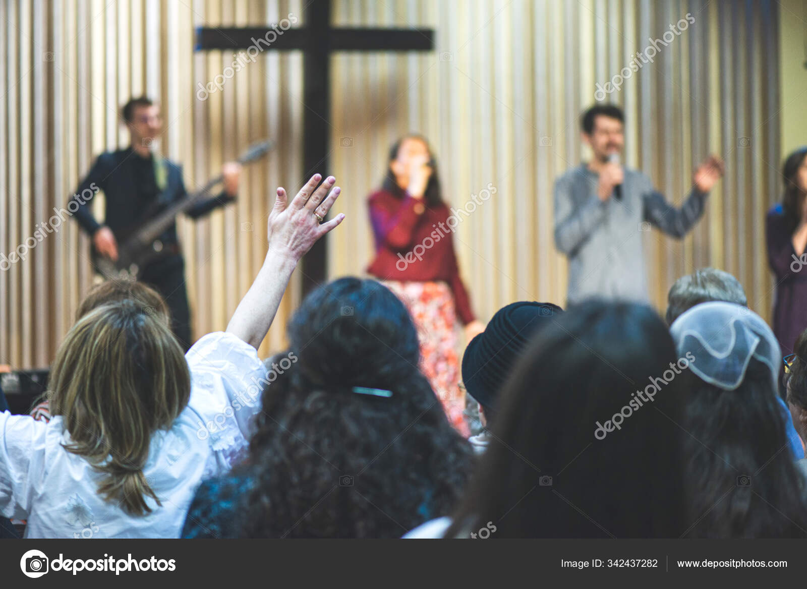 Christian congregation worship God together — Stock Photo © tutye ...