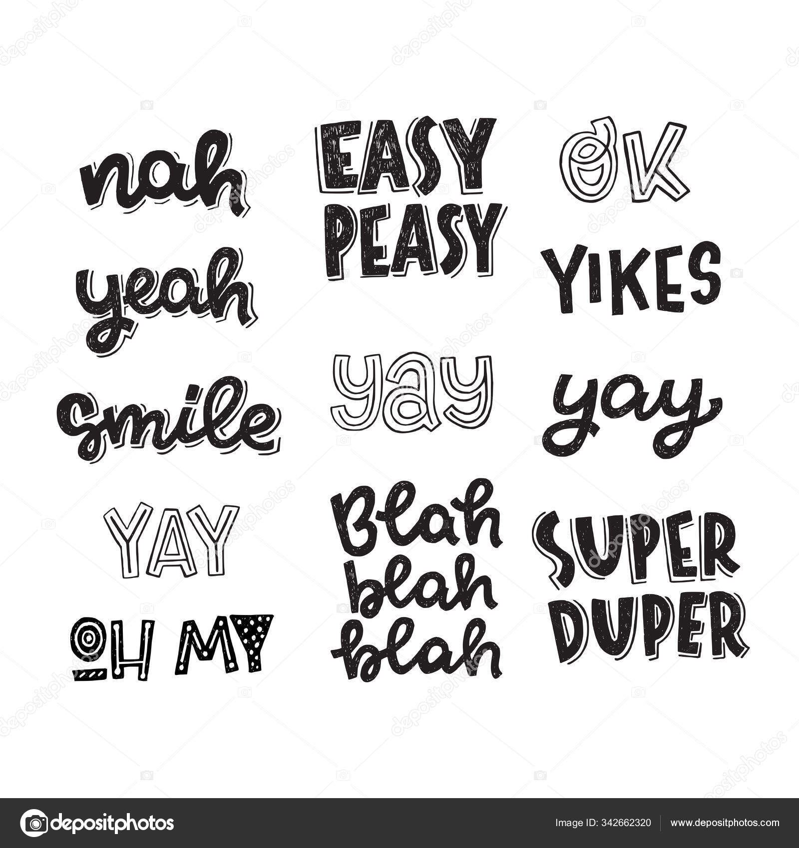 Set of handwritten emotional expressions Stock Vector Image by ...