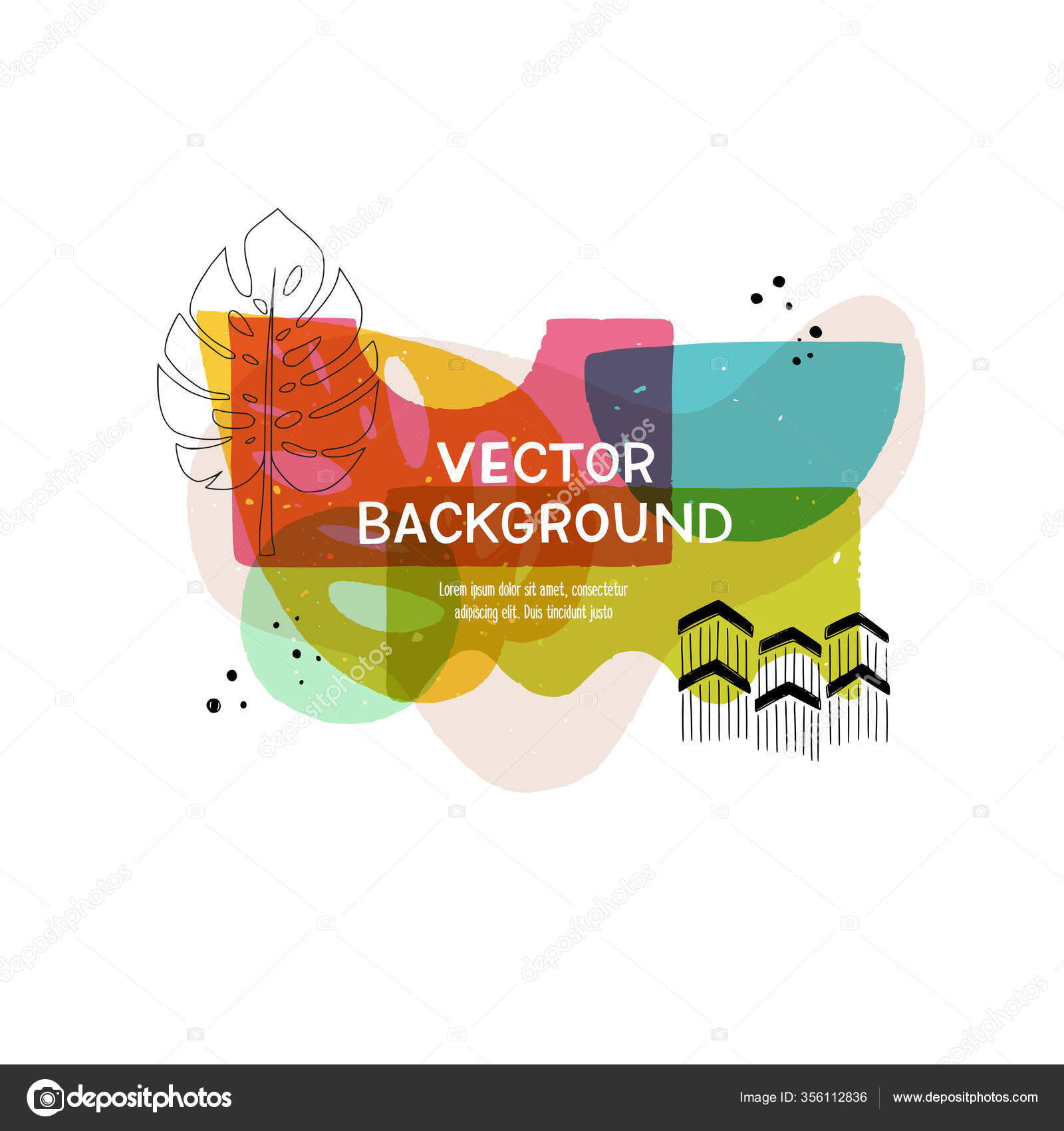 Modern Geometric Shapes Layout Hand Drawn Elements Floral Motif ...