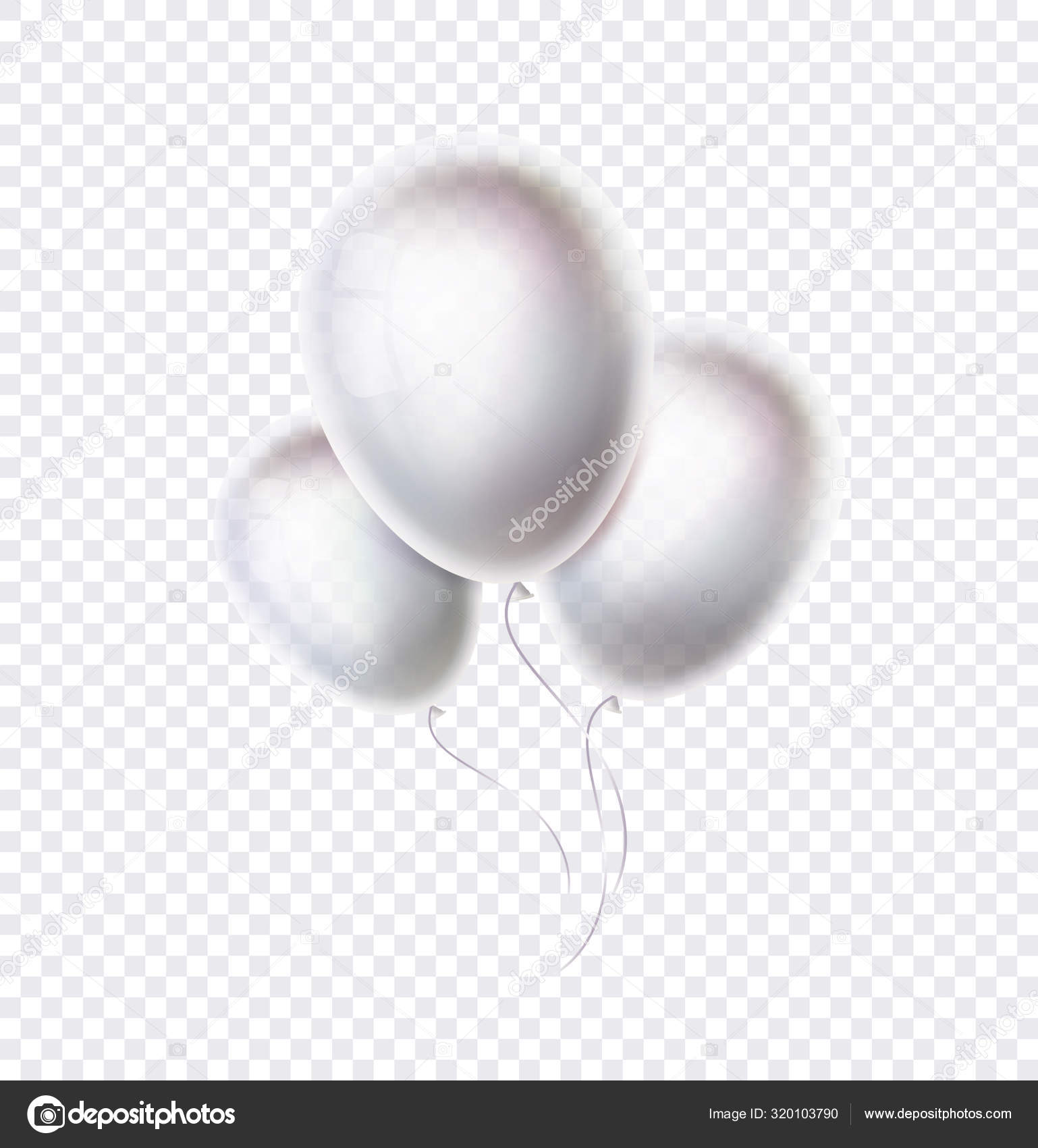 Transparent balloons vector objects isolated on background. 3d white ...
