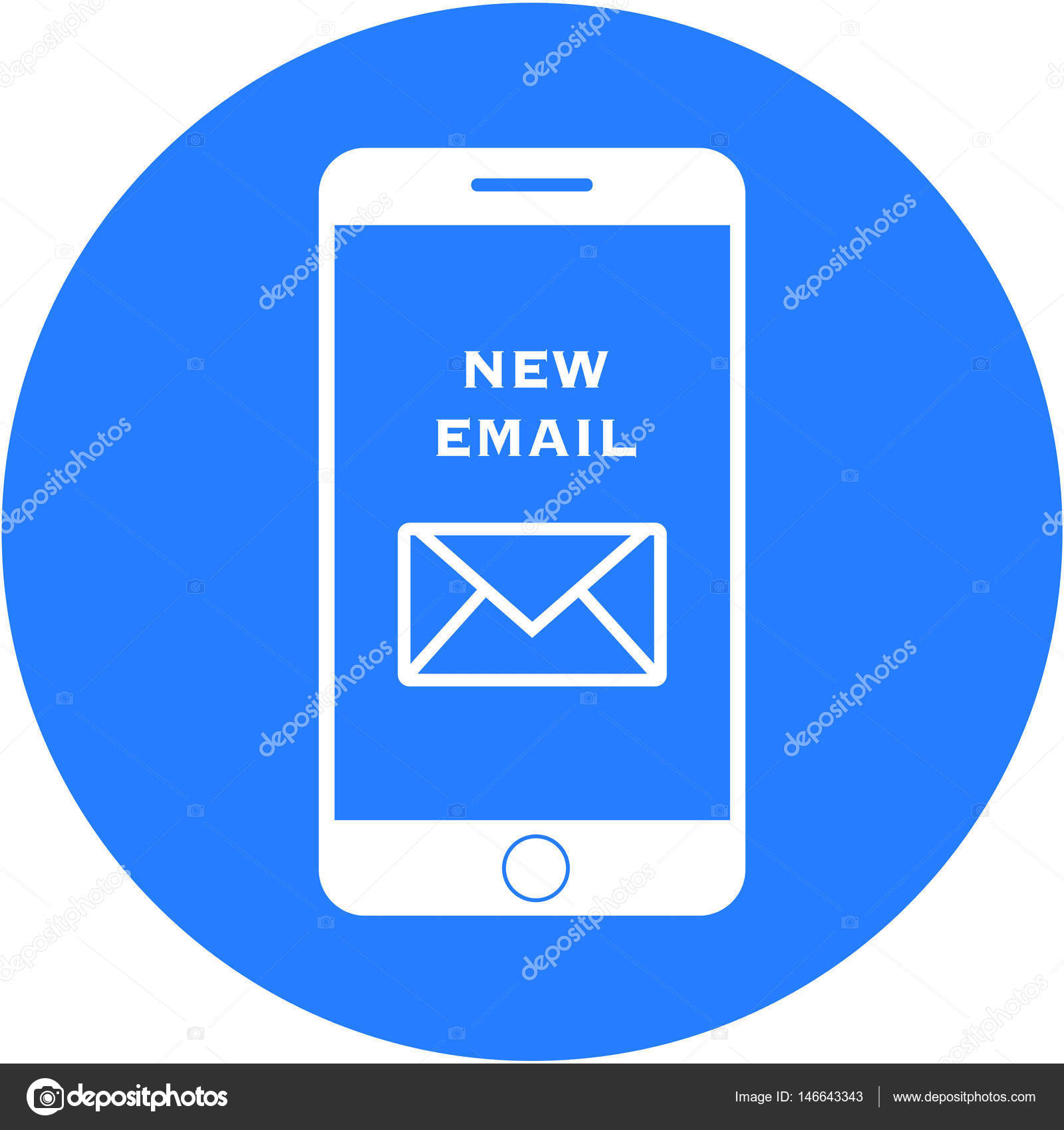 Blue new email design in a flat round button — Stock Photo ...