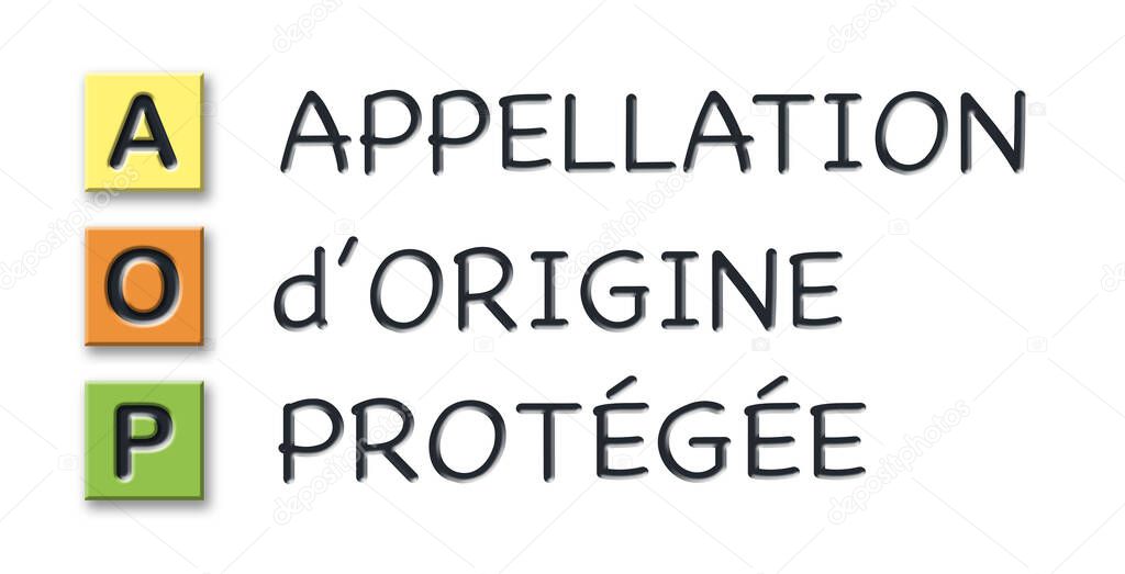 AOP iniciales en cubos de colores 3d con significado en francés 2022