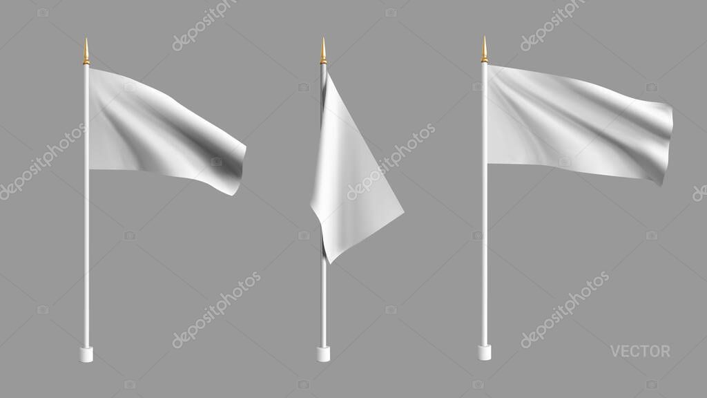 Bandera blanca realista ondeando en el viento. Set de banderas de ...